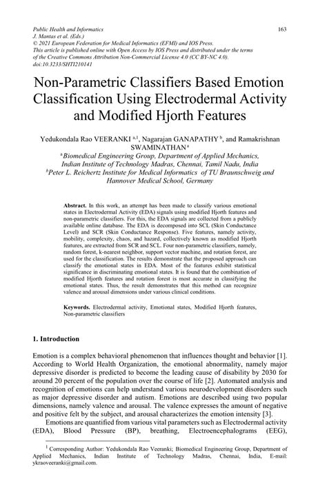 Pdf Non Parametric Classifiers Based Emotion Classification Using Electrodermal Activity And