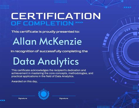 Blue Technology Online Course Data Analytics Completion Certification