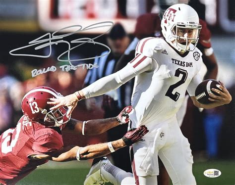 Johnny Manziel Autographed 11x14 Photo Jsa Texas Aandm 3 Rolled The Tide