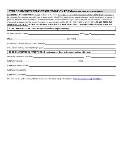 44 Printable Community Service Forms Ms Word Templatelab
