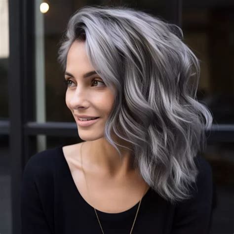 Charcoal Roots With Silver Streaks Grey Hair Color Gray Hair