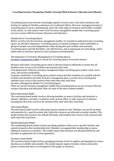 Inventory Management Models By Riddhi Issuu
