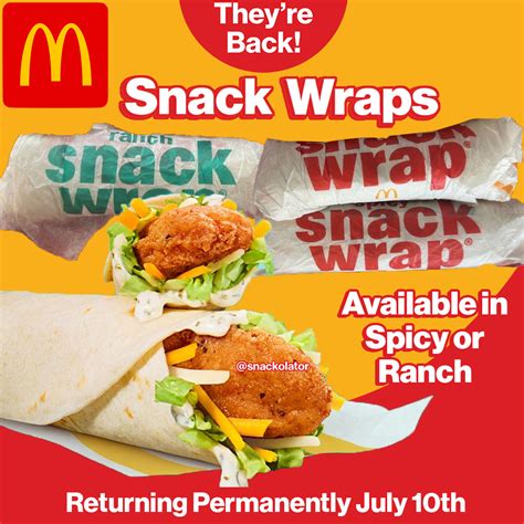 Snackolator This Is Not A Drill Snack Wraps Are Back Facebook