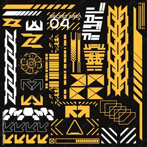 Cyberpunk Y2k 2000s Gaming Futuristic Icon Pattern Set Collection Template Hud For Branding