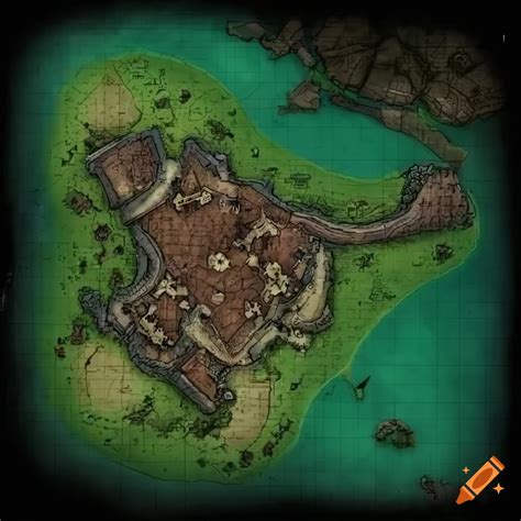 A Detailed Dnd Grid Map Of The Actual Rhuddlan Castle In North Wales On