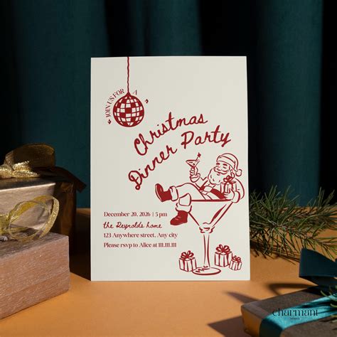 Christmas Dinner Party Invitation Christmas Party Invitation Holiday
