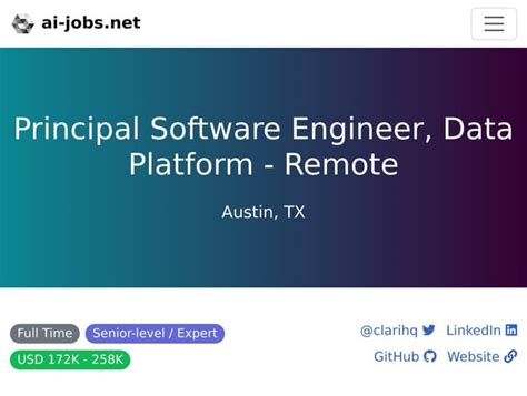 Hiring Principal Software Engineer Data Platform Remote In Austin Tx Raimljobs