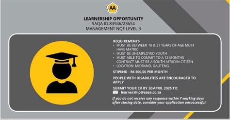 Vacancies Learnership Opportunity Saqa Id 83946 23654 Management Nqf Level 3 Requirements