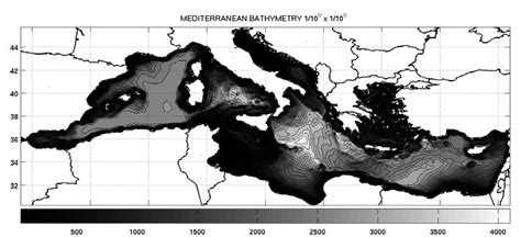 Bathymetric Map Of The Mediterranean Sea As It Is Used By The Wam And