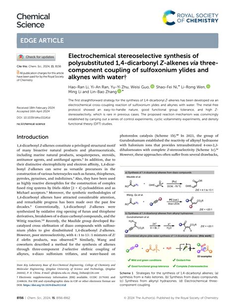 Pdf Electrochemical Stereoselective Synthesis Of Polysubstituted 14