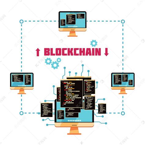 blockchain 技术设计概念显示参与交易过程的系统客户之间的通信平面矢量图。素材图片免费下载 千库网