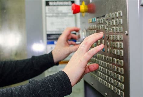 Button On The Cnc Machine Stock Photo Image Of Console