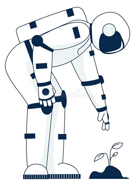 A Robot Is Bending Over To Plant A Seed Stock Illustration