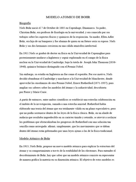 Modelo Atomico De Bohr Pdf