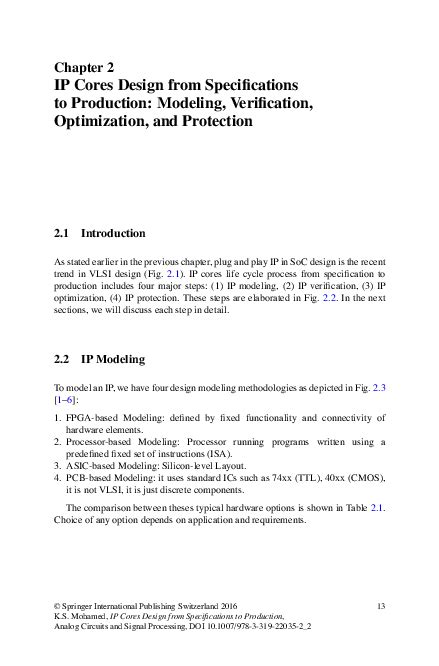 Pdf Ip Cores Design From Specifications To Production Modeling Verification Optimization