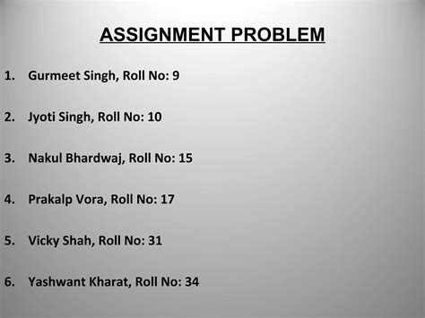 Assignment Problem Ppt Technology And Computing