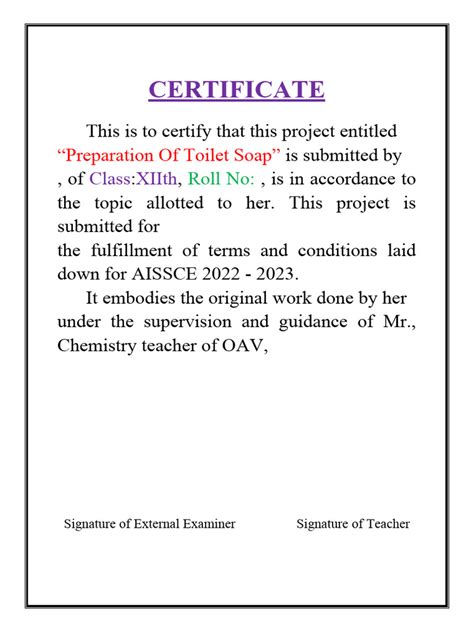 Project Certificate Pdf