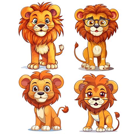 Premium Vector Lion Isolated On A White Background Lion Clip Art Set