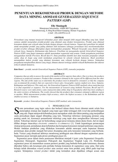 Penentuan Rekomendasi Produk Dengan Metode Data Mining Asosiasi