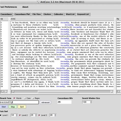 A Screenshot Of Antconc 324 Concordance Tool Download Scientific