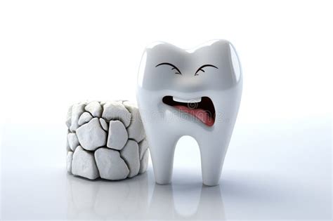Cartoon Tooth With An Expression Of Fear On Its Face On A White
