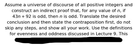solved assume a universe of discourse of all positive