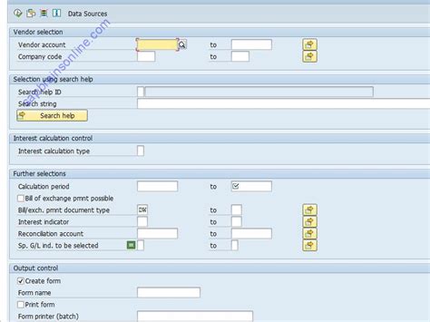 F 47 SAP Tcode For Vendors Calc Of Interest On Arrears