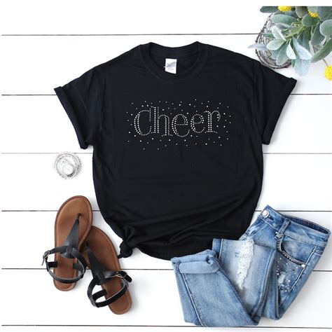 Rhinestones Cheer T Shirt Etsy
