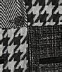 Ali Miles Multi Mixed Media Patchwork Houndstooth Shawl Collar Long