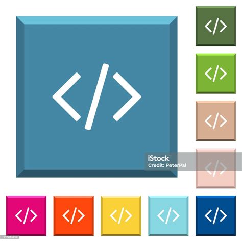 在邊方按鈕上編寫白色圖示的腳本代碼向量圖形及更多javascript圖片 Javascript Php 程式語言 互聯網 Istock