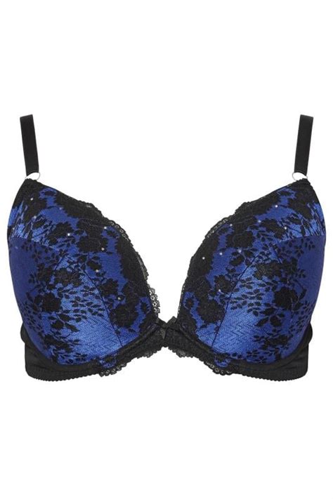 Yours Plus Size Navy Blue Lace Padded Bra Yours Clothing