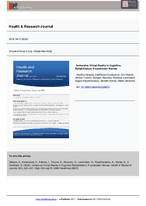 Pdf Immersive Virtual Reality In Cognitive Rehabilitation A Systematic Review