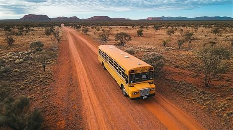 School Bus Converted Into A Mobile Classroom Driving Premium Ai
