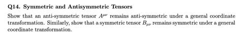 Solved Show that an anti symmetric tensor Aµν remains Chegg
