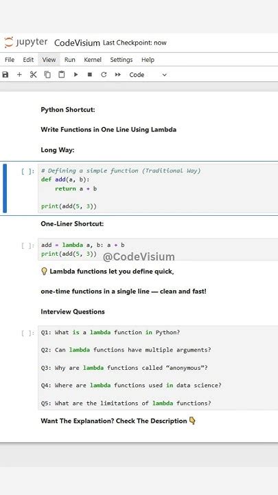 Python Shortcut Write Functions In One Line Using Lambda Python