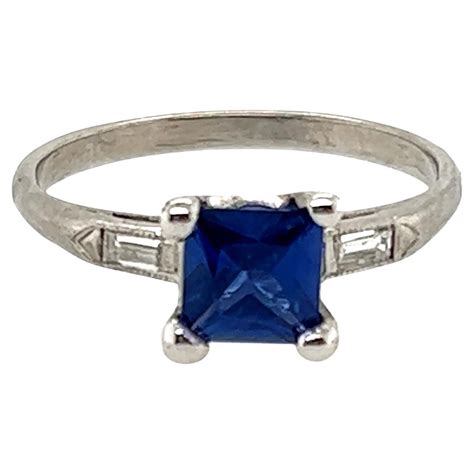 Vintage Sapphire Ring 170ct Original 1920s Deco Diamond Platinum