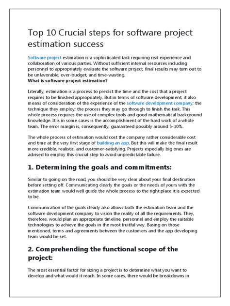 Software Project Estimation Success Pdf Agile Software Development