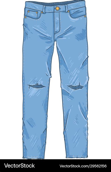Cartoon Ripped Denim Jeans Pants Royalty Free Vector Image