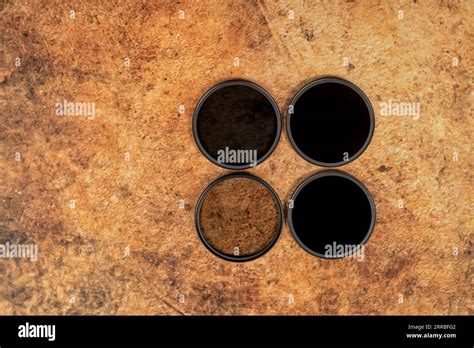 Four Round Glass ND Neutral Density Filters For Cameras Stock Photo Alamy