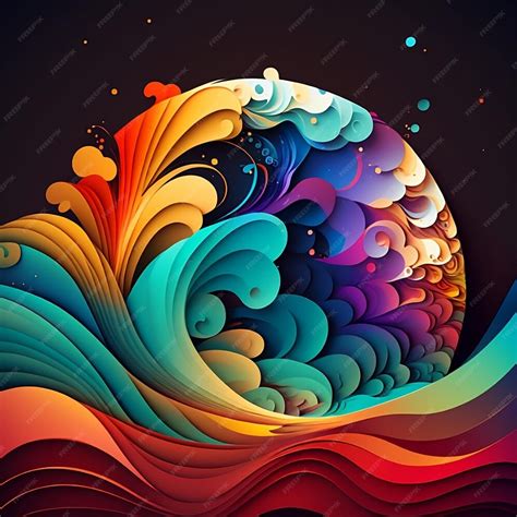Premium Photo A Colorful Illustration Of A Wave With The Word Ocean