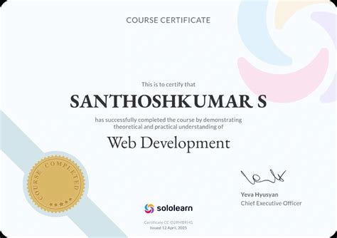 Webdevelopment Sololearn Certificate Learningjourney Html Css