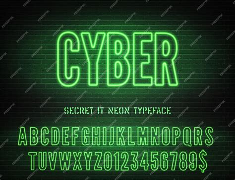 Premium Vector Green Neon Hollow Typeface And Vector Cyber Night