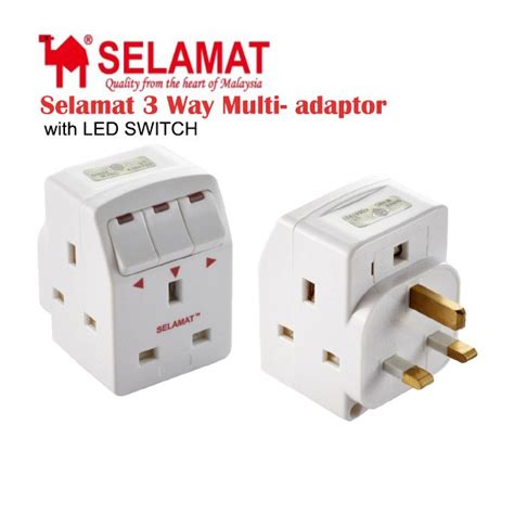 Sirim Selamat 3 Way Adaptor Adapter 3 Way Multi Adaptor With Led Neon Switch Sirim Approved