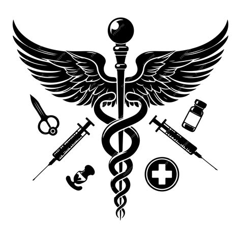 Vector Caduceus Símbolo De Saúde Asclepius ícone De Varinha Silhueta De