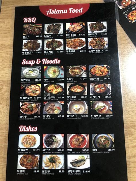 Menu At Asiana Korean Food And Restaurant Fresno