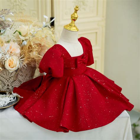 Glitter Decor Red Girl Dress On Luulla