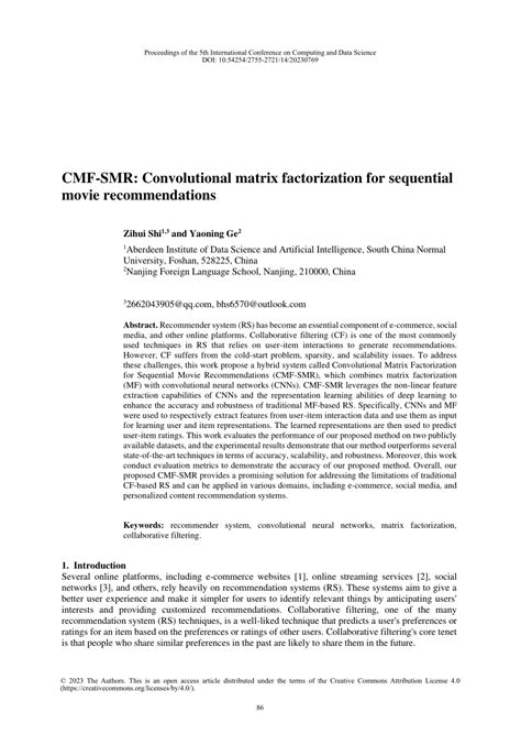 Pdf Cmf Smr Convolutional Matrix Factorization For Sequential Movie