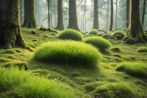 Micrograss And Moss In The Forest Environmental Eco Safe Conservation