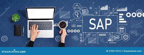 Sap Theme With Person Using Laptop Computer Stock Image Image Of