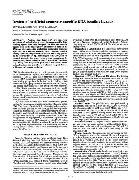 Pdf Design Of Artificial Sequence Specific Dna Bending Ligands